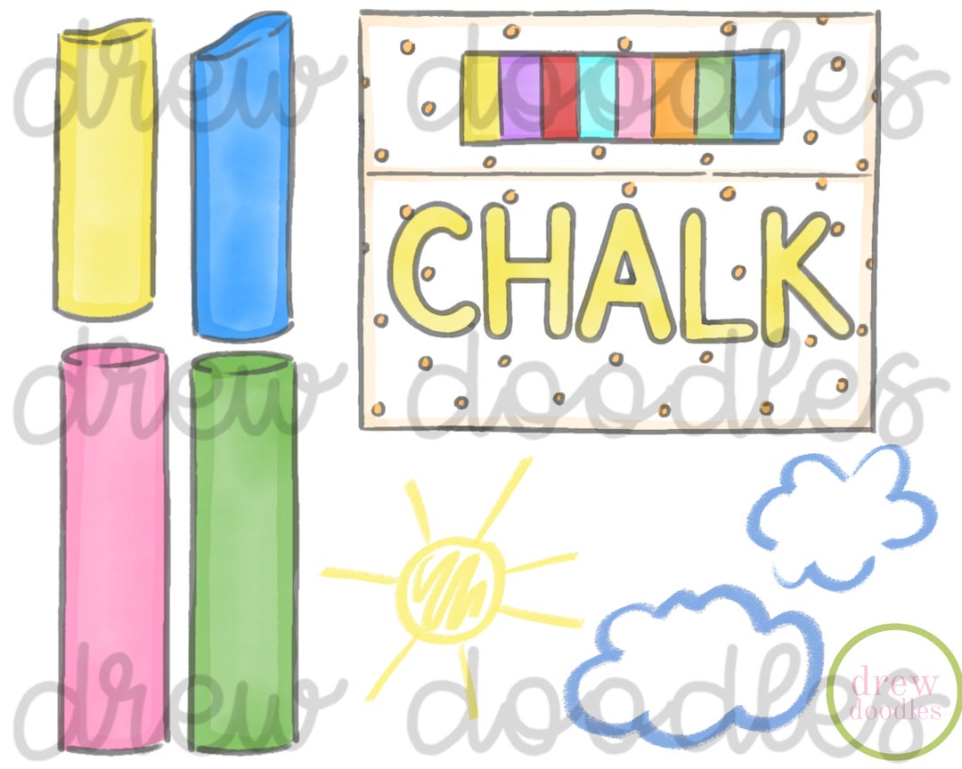 Watercolor Chalk Digital Clip Art Set- Instant Download - Etsy