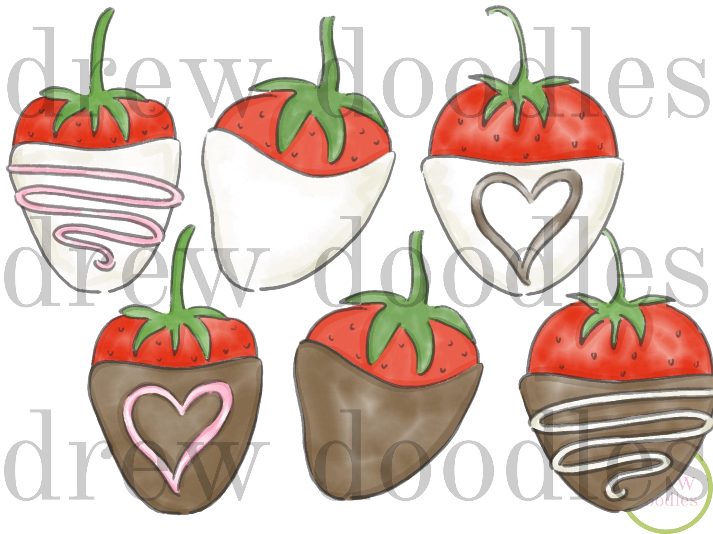 Watercolor Valentine's Day Chocolate Strawberries Digital Clip Art Set ...