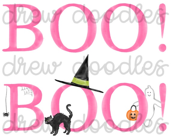 Watercolor Pink Boo Digital Clip Art Set Instant Download - Etsy
