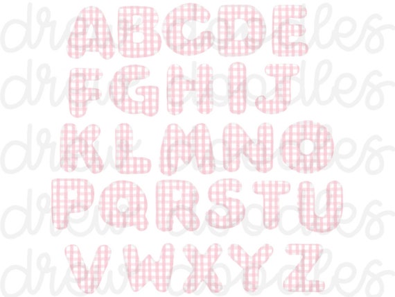 Watercolor Light Pink Gingham Alphabet Digital Clip Art Set | Etsy