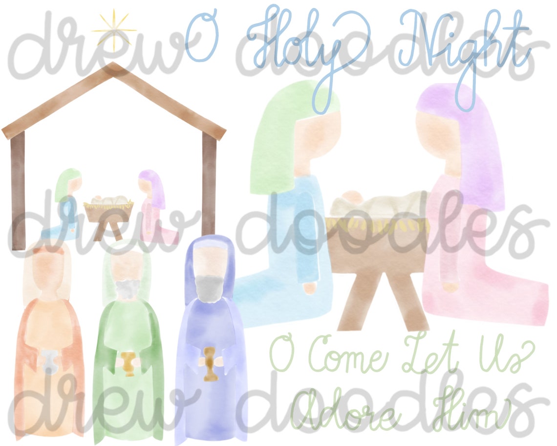 Watercolor Nativity Digital Clip Art Set- Instant Download - Etsy