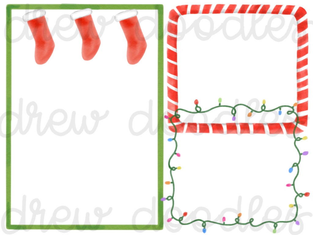 Watercolor Christmas Frames Digital Clip Art Set Instant | Etsy