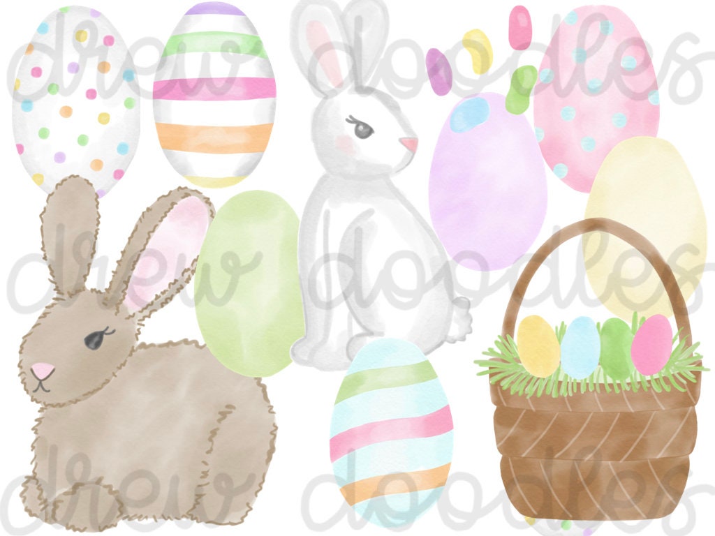 Watercolor Easter Digital Clip Art Set Instant Download | Etsy