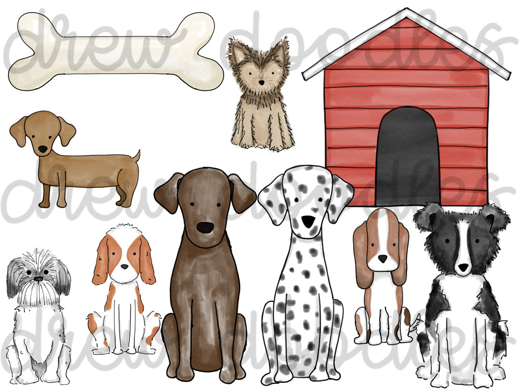 Watercolor Dogs Digital Clip Art Set Instant Download - Etsy