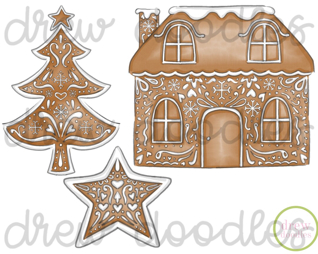 Watercolor Gingerbread House Digital Clip Art Set- Instant Download - Etsy