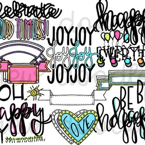 Bright Doodles Digital Clip Art Set- Color and Black Line COMBO ...