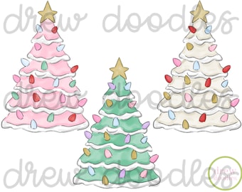 Watercolor Vintage Christmas Digital Clip Art Set Instant Download - Etsy