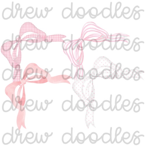 Watercolor Pink Bow Ribbon Crest Frame Digital Clip Art Set - Etsy