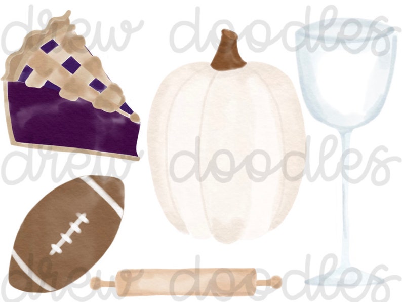 Watercolor Thanksgiving Essentials Digital Clip Art Set | Etsy