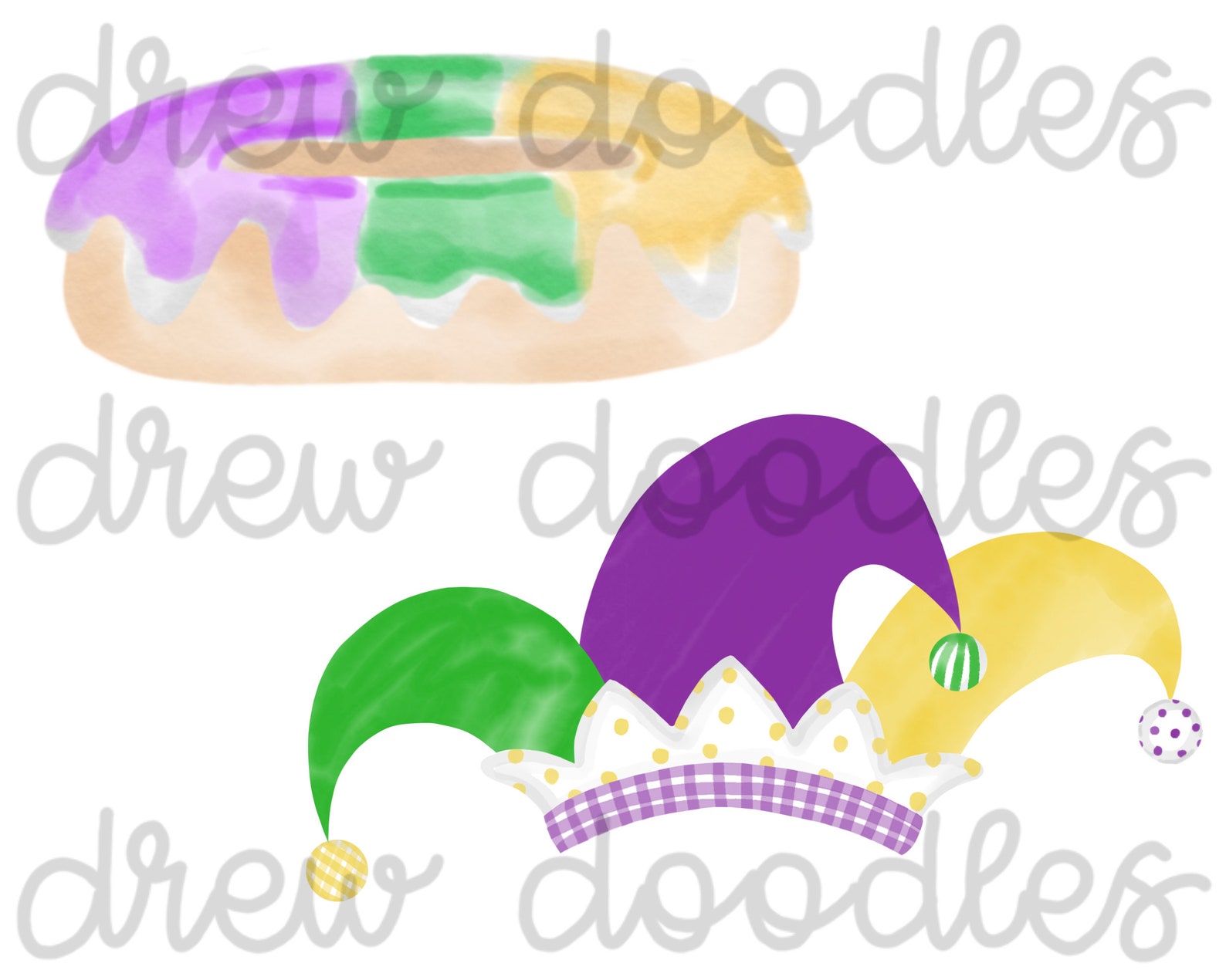 Watercolor Mardi Gras Digital Clip Art Set Instant Download - Etsy