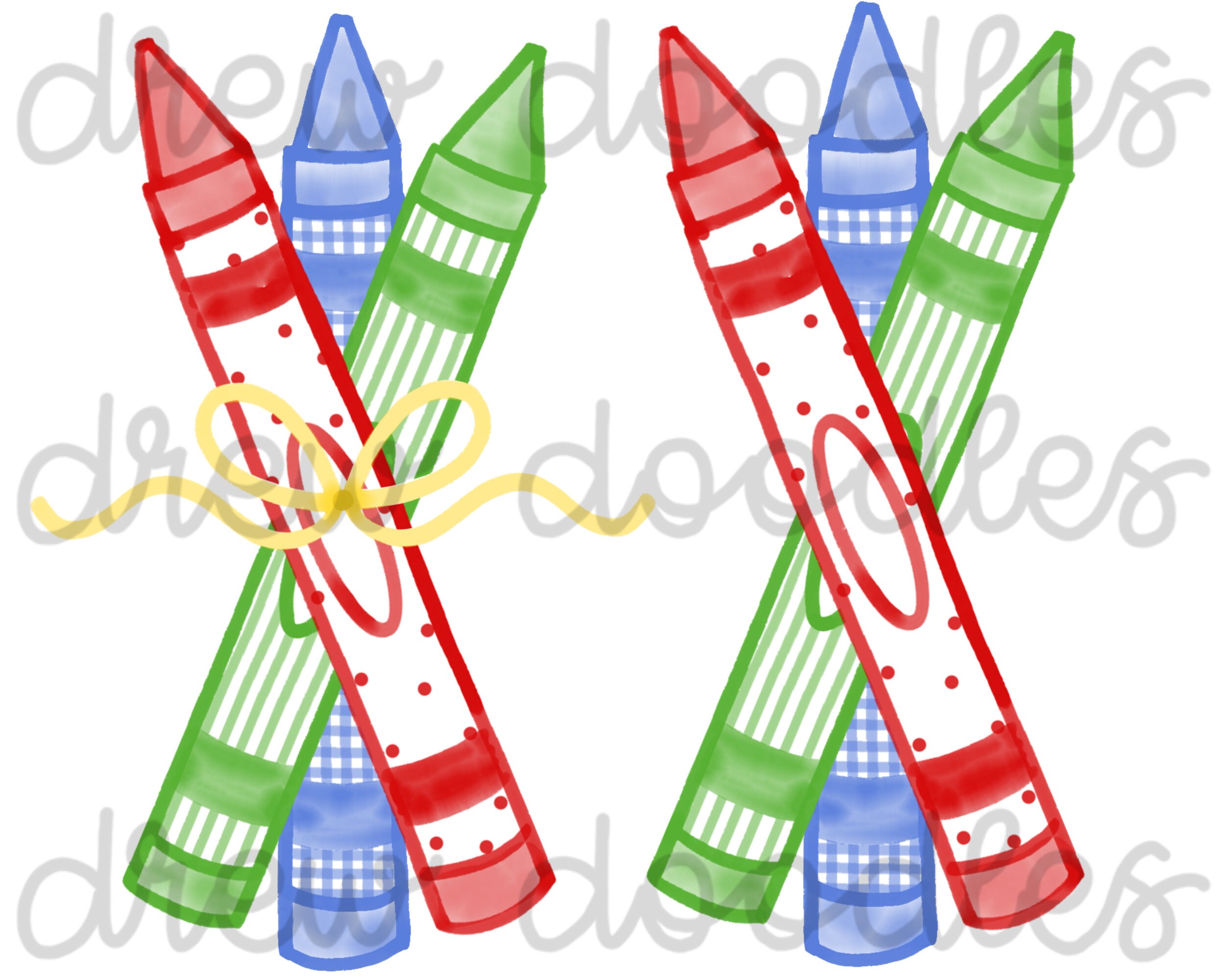 Watercolor Primary Gingham Bitty Dot Crayons Digital Clip Art Set ...