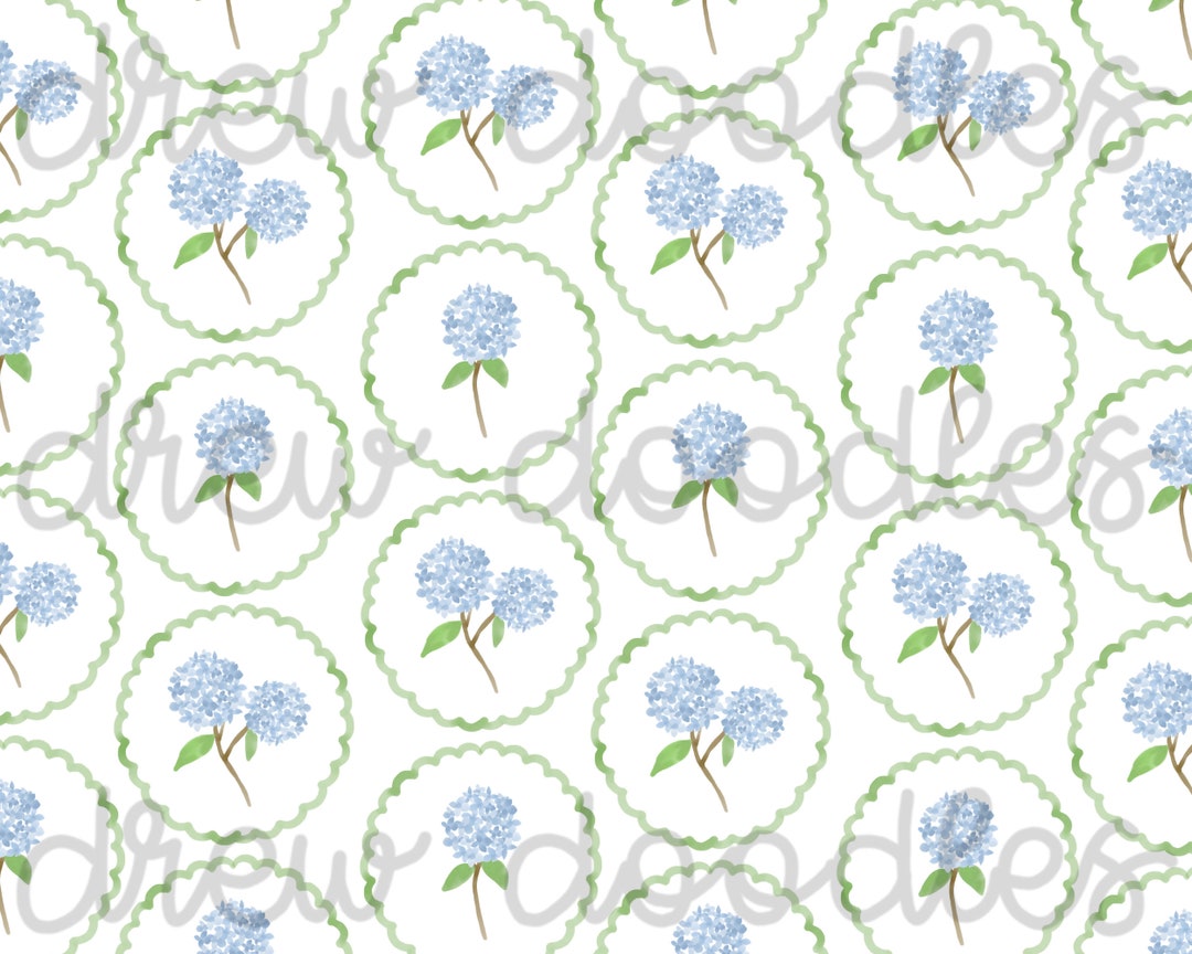 Watercolor Blue Hydrangea Print Digital Papers Backgrounds 4x6 and 5x7 ...