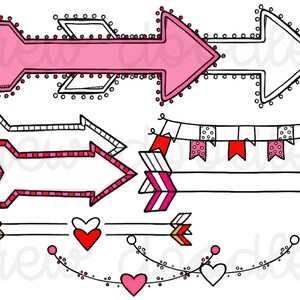 Valentine's Day Banners and Arrows Digital Clip Art Set- Color and ...