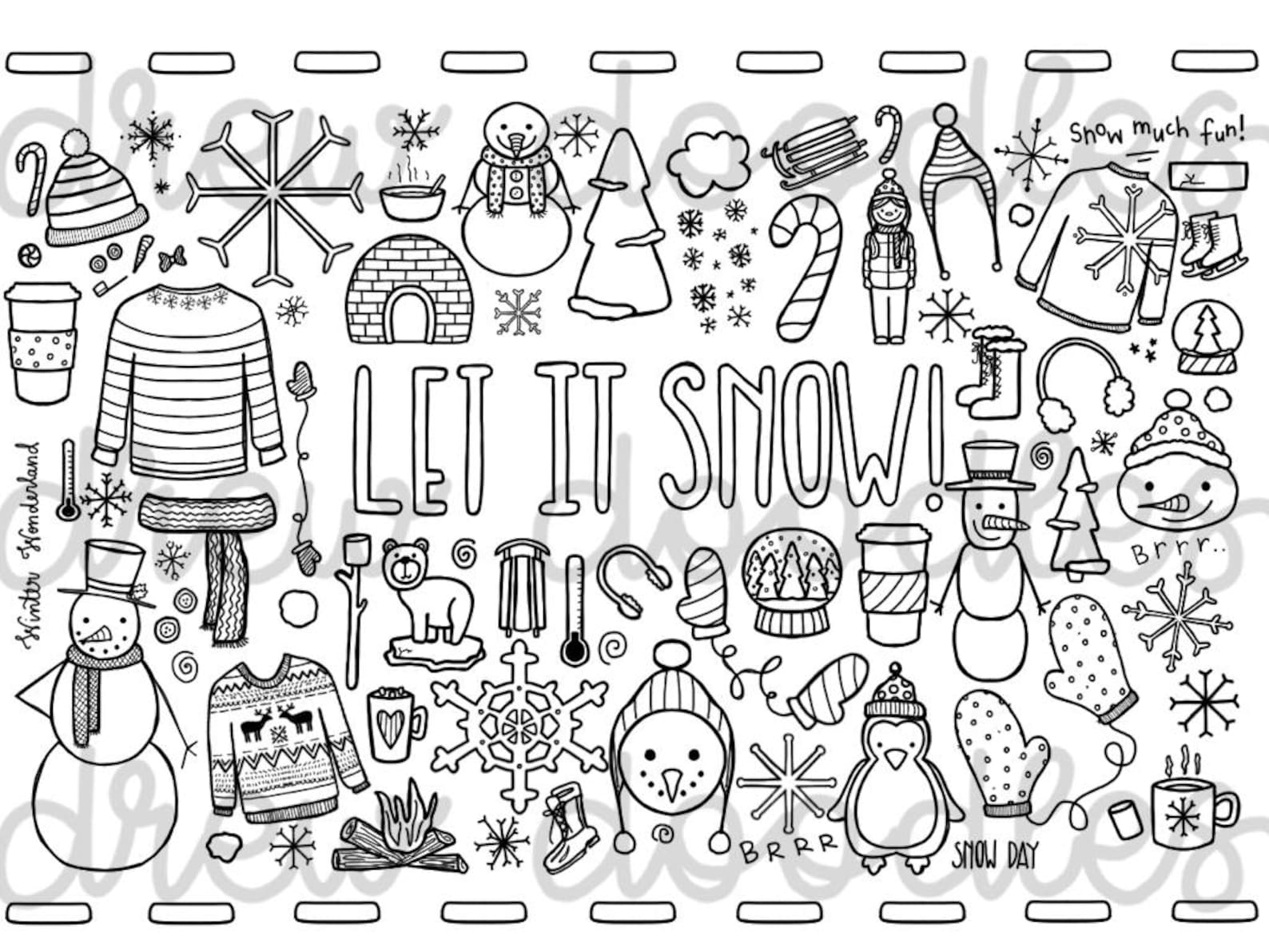 Let It Snow Coloring Page Instant Download | Etsy