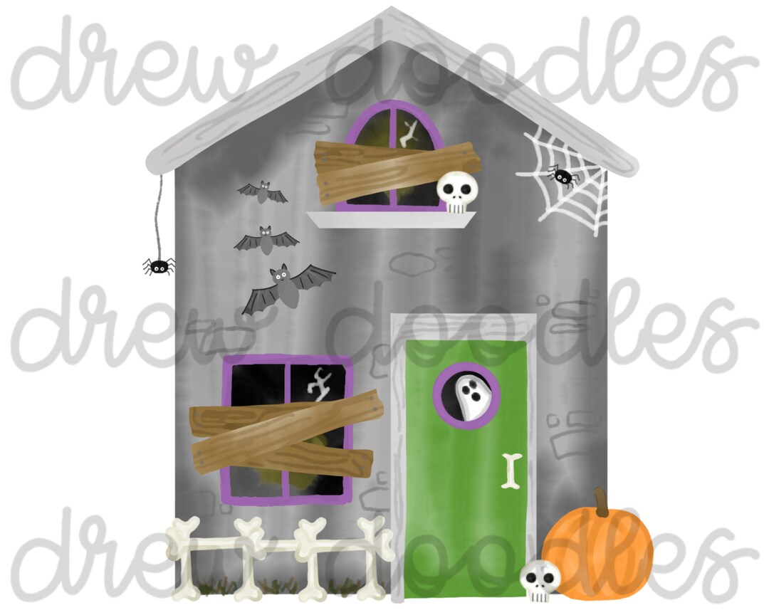 Watercolor Halloween Haunted House Digital Clip Art Set Instant ...