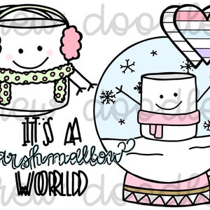 A Marshmallow World Digital Clip Art Set- Color and Black Line COMBO ...