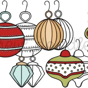 Vintage Ornaments Digital Clip Art Set- Color and Black Line COMBO ...