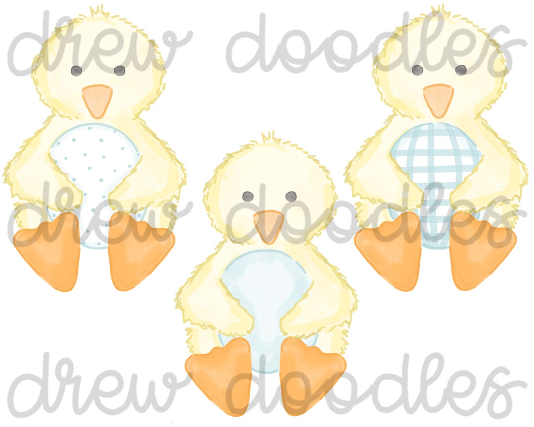 Watercolor Easter Chicks With Blue Eggs Digital Clip Art Set- Instant ...