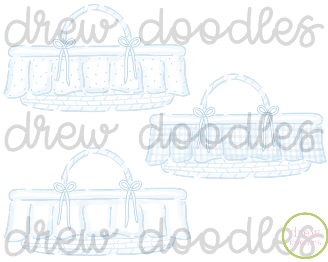 Watercolor Baby Boy Light Blue Moses Basket Digital Clip Art Set ...