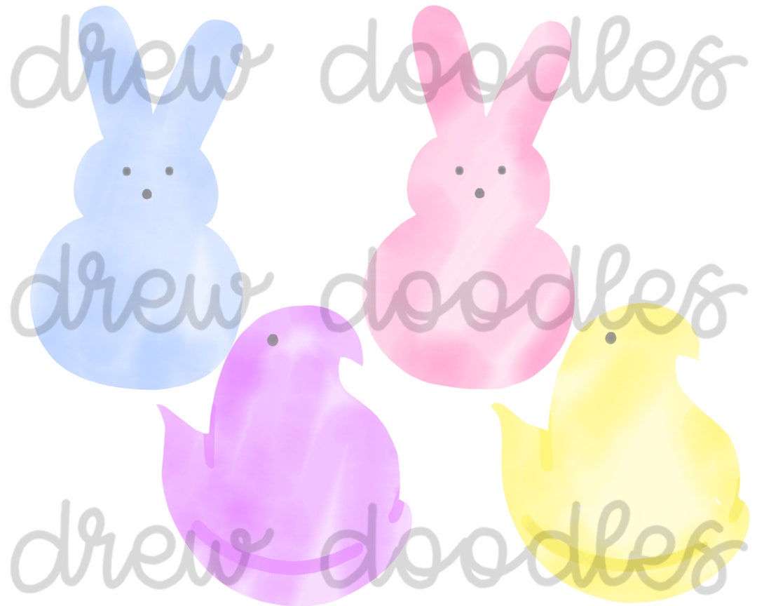 Watercolor Easter Spring Candy- Bunnies and Chicks- Digital Clip Art ...