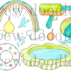 Watercolor Pool Party Jumbo Clip Art Set- Instant Download - Etsy