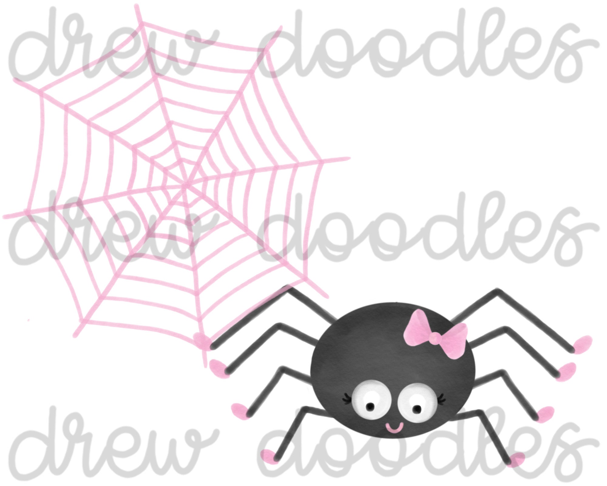Watercolor Pink Bow Girly Halloween Spiders Digital Clip Art - Etsy