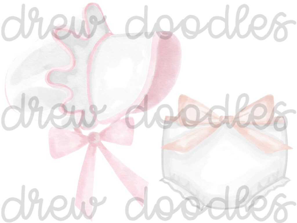Watercolor Baby Girl Bonnets Digital Clip Art Set Instant - Etsy