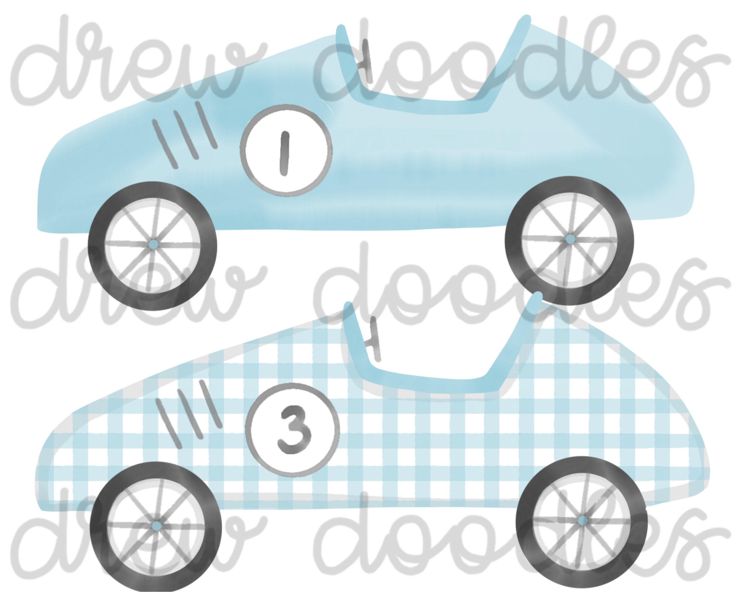 Watercolor Vintage Race Cars Instant Download - Etsy