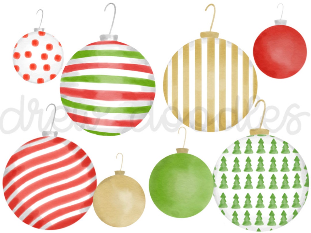 Watercolor Christmas Ornaments Digital Clip Art Set- Instant Download ...