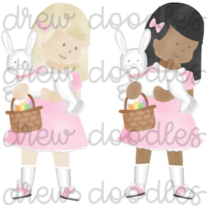 Watercolor Easter Girls Digital Clip Art Set- Instant Download - Etsy