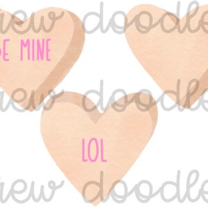 Watercolor Valentine's Day Conversation Hearts Digital Clip Art Set ...