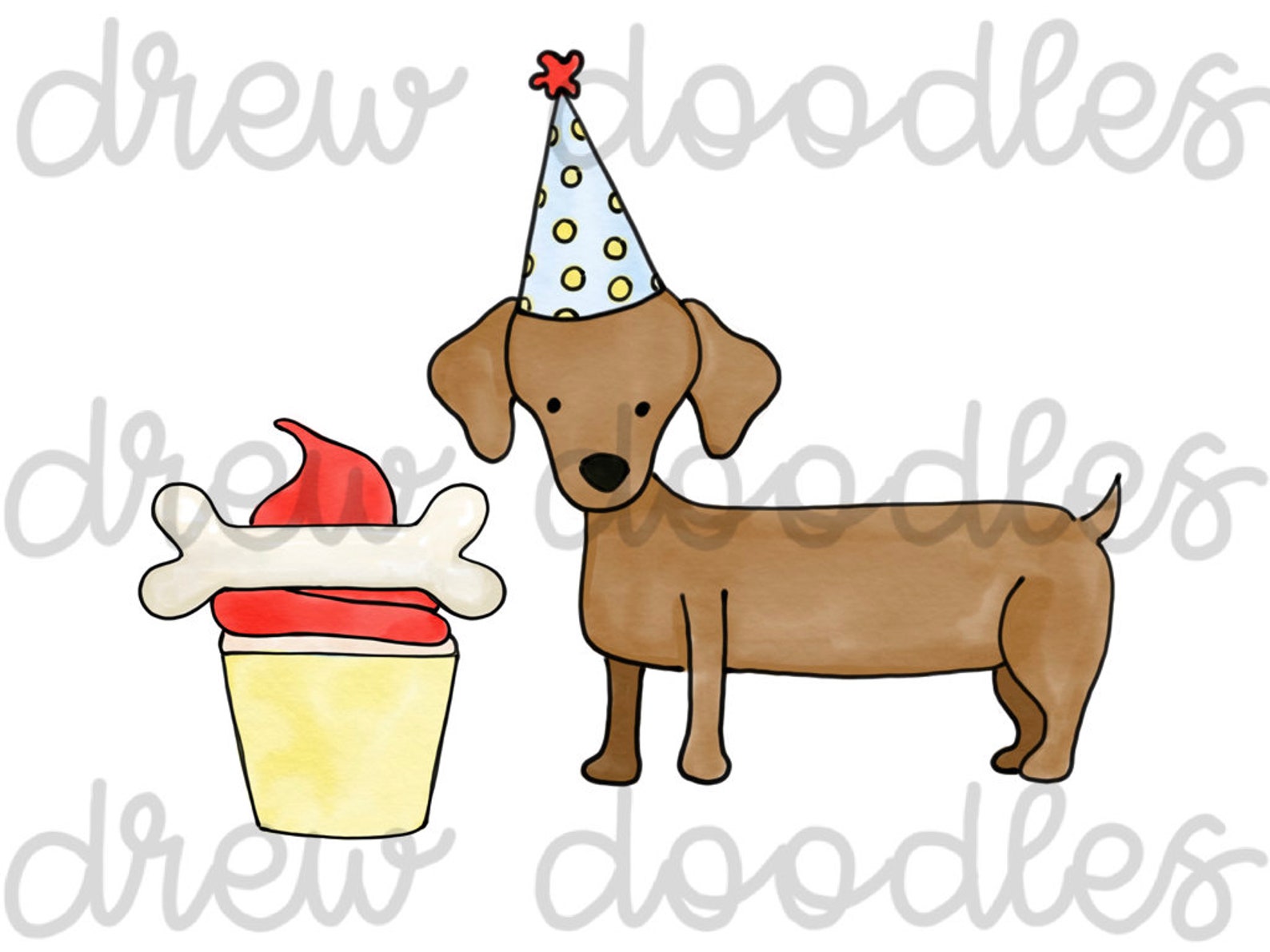 Watercolor Primary Party Dogs Digital Clip Art Set Instant | Etsy