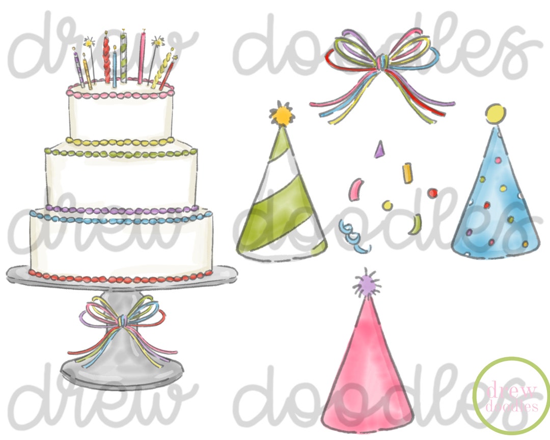 Watercolor Rainbow Birthday Digital Clip Art Set- Instant Download - Etsy