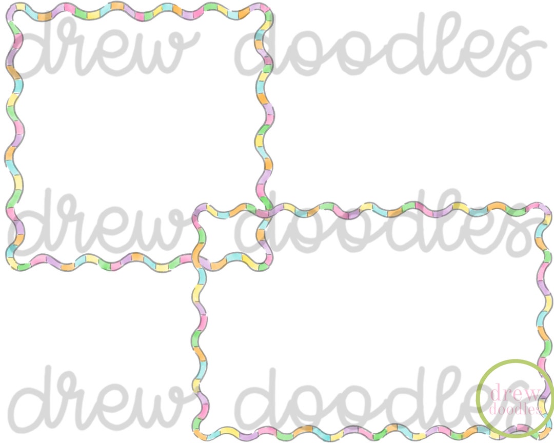 Watercolor Rainbow Squiggle Frames- Instant Download - Etsy