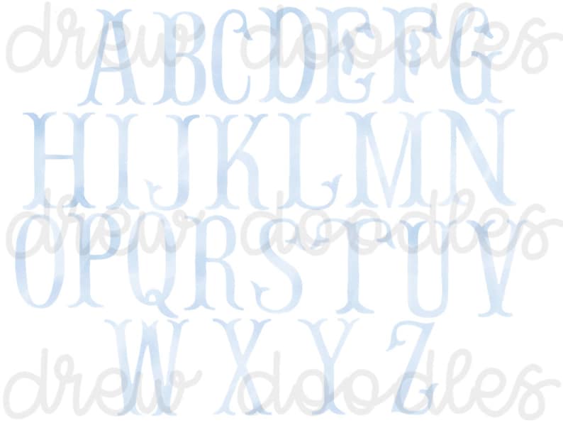 Watercolor Pink and Blue Fishtail Monogram Alphabet COMBO Digital Clip ...