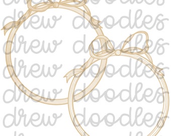 Watercolor Pink Bow Circle Frame Digital Clip Art Set | Etsy