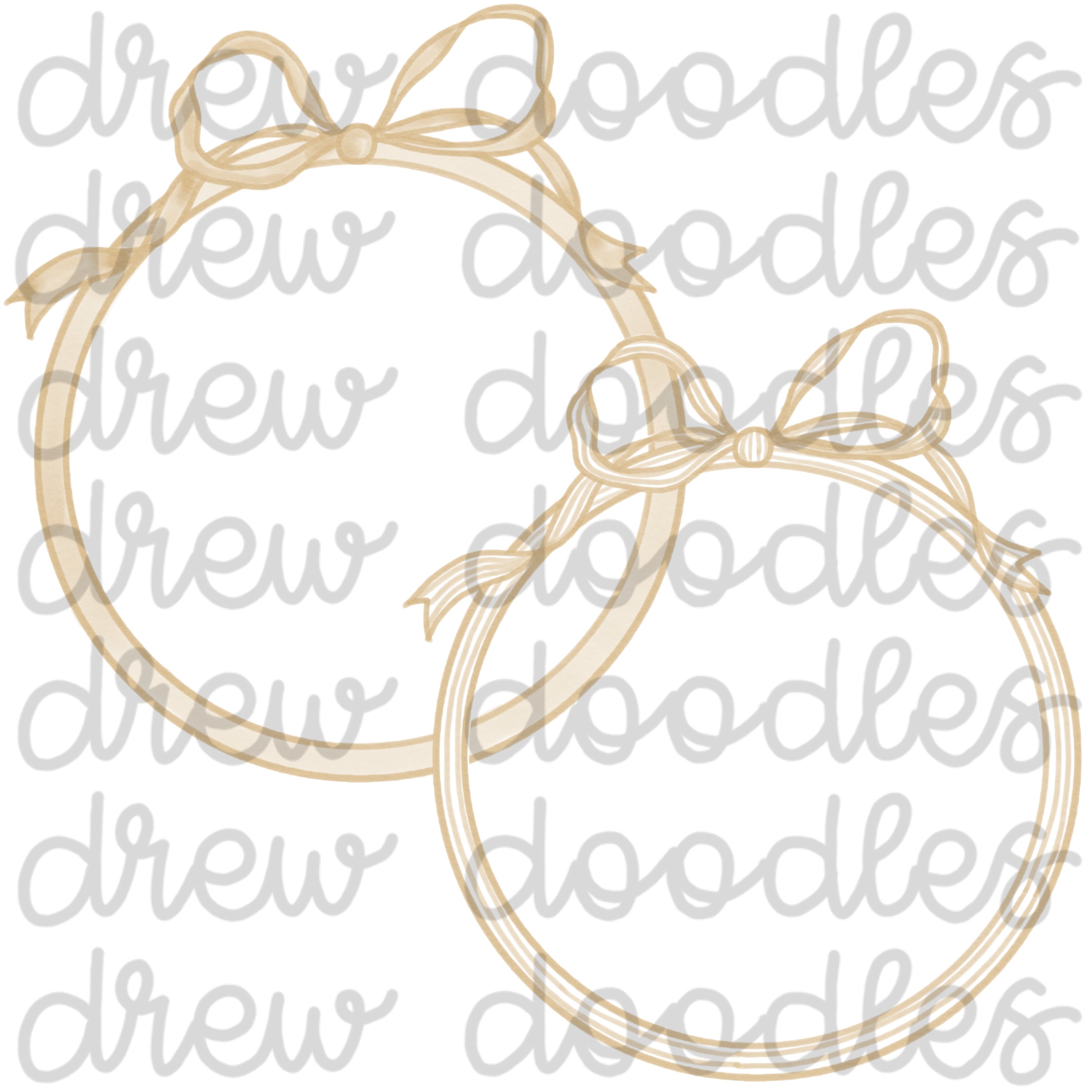 Watercolor Gold Bow Circle Frame Digital Clip Art Set - Etsy