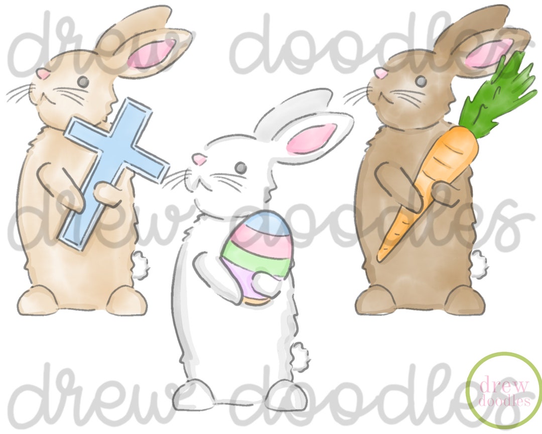 Watercolor Bunnies Rabbits Digital Clip Art Set- Instant Download - Etsy