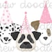 Watercolor Pink Party Dog Heads Digital Clip Art Set Instant - Etsy