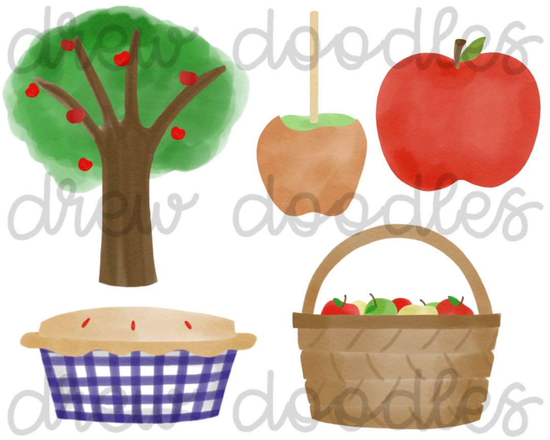 Watercolor Apple Orchard Digital Clip Art Set- Instant Download - Etsy