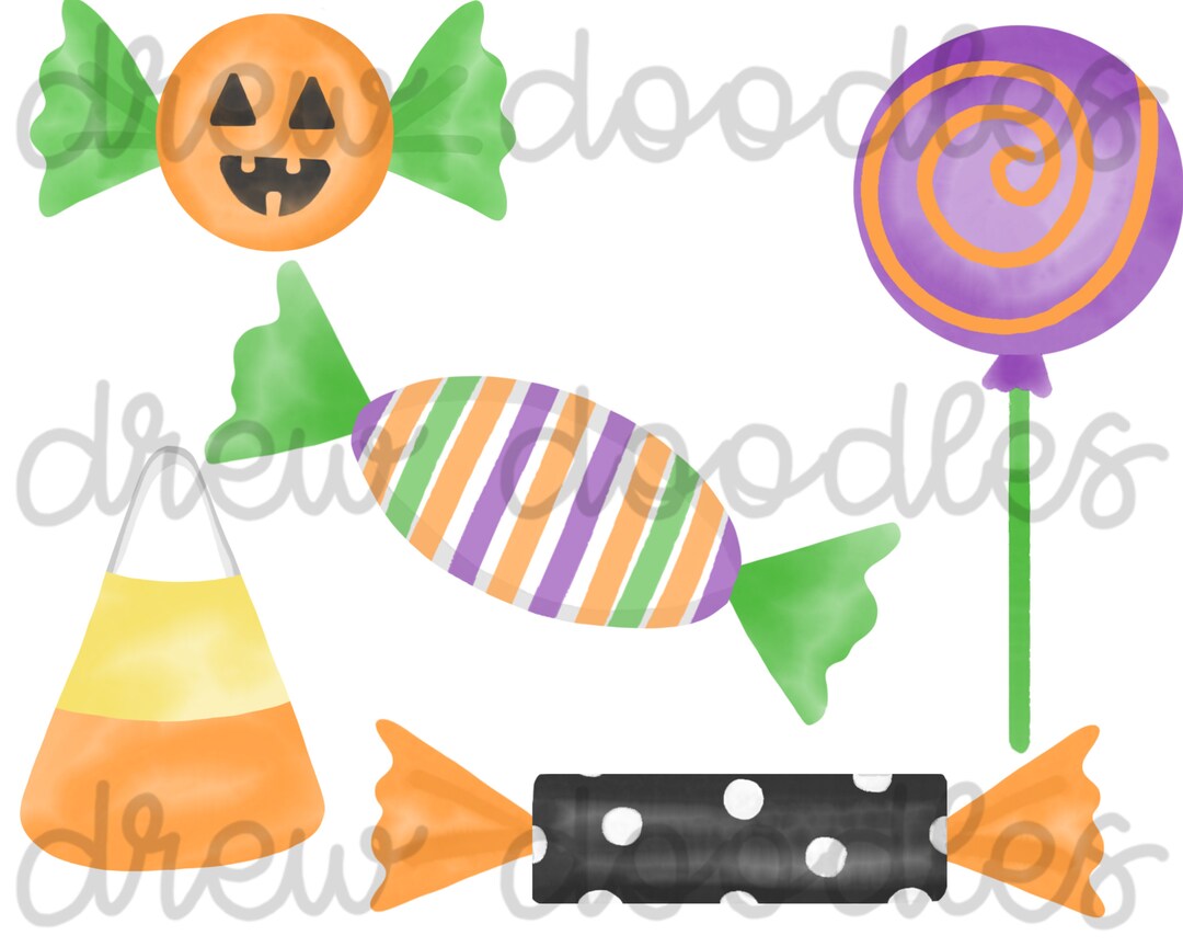 Watercolor Halloween Candy Digital Clip Art Set- Instant Download - Etsy