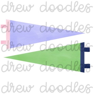Watercolor Pennant Flags Digital Clip Art Set- Instant Download - Etsy