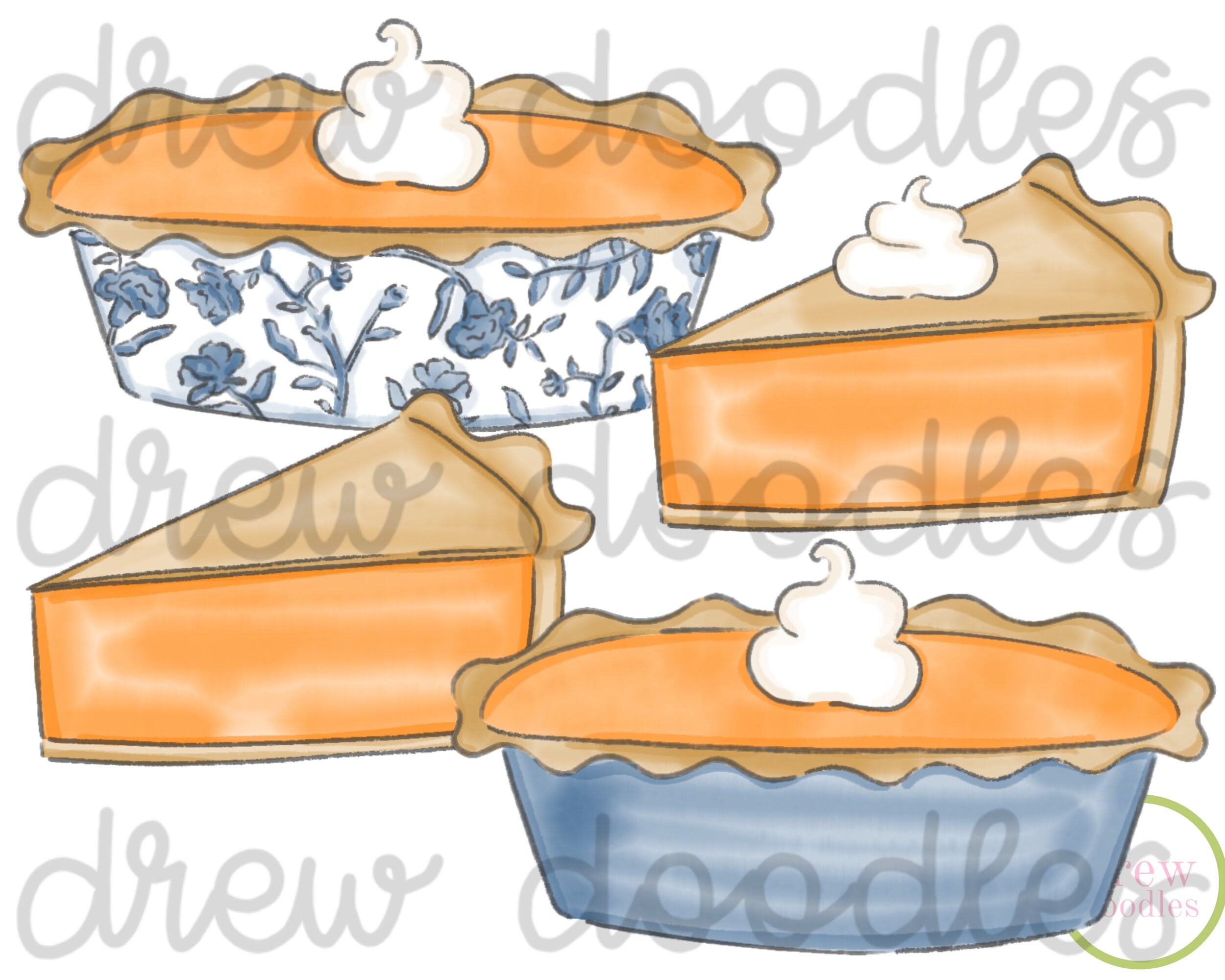Watercolor Pumpkin Pies Digital Clip Art Set- Instant Download - Etsy