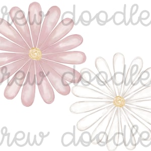 Watercolor Daisies Flowers Digital Clip Art Set- Instant Download - Etsy