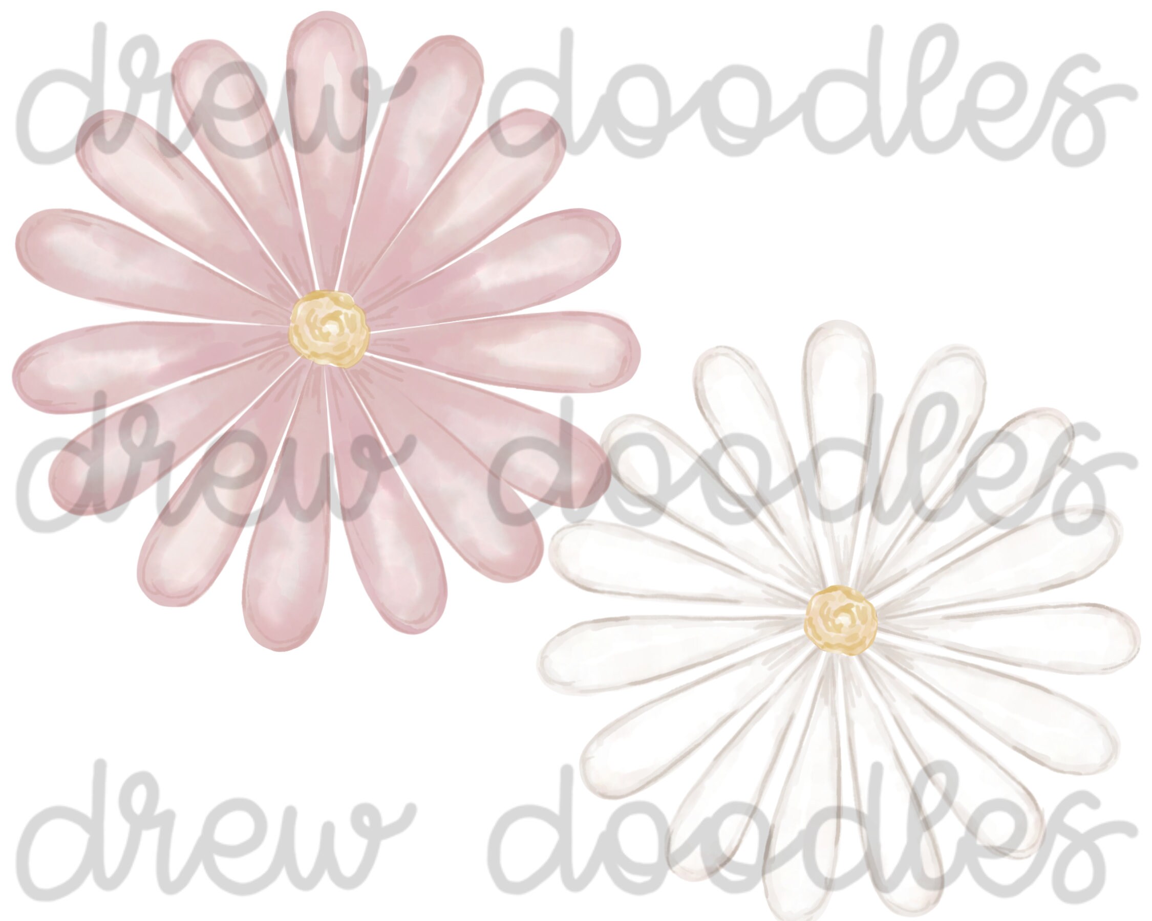 Watercolor Daisies Flowers Digital Clip Art Set- Instant Download - Etsy