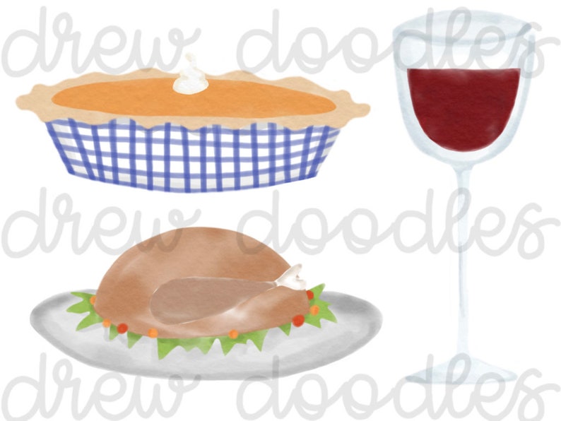 Watercolor Thanksgiving Essentials Digital Clip Art Set | Etsy