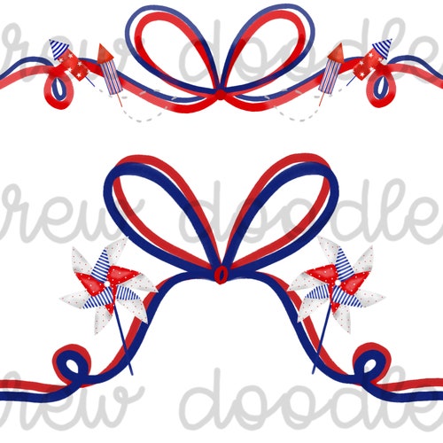 Red White And Blue Bow Drawing