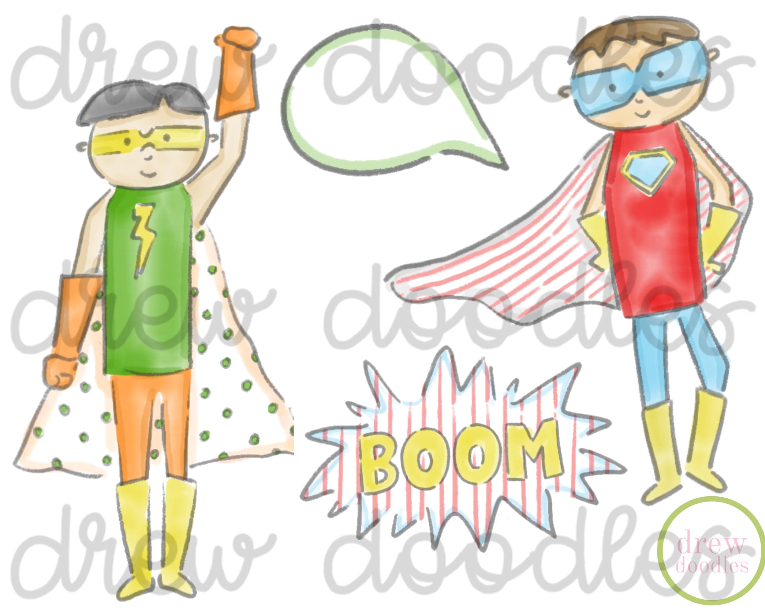 Watercolor Superheros Digital Clip Art Set- Instant Download - Etsy