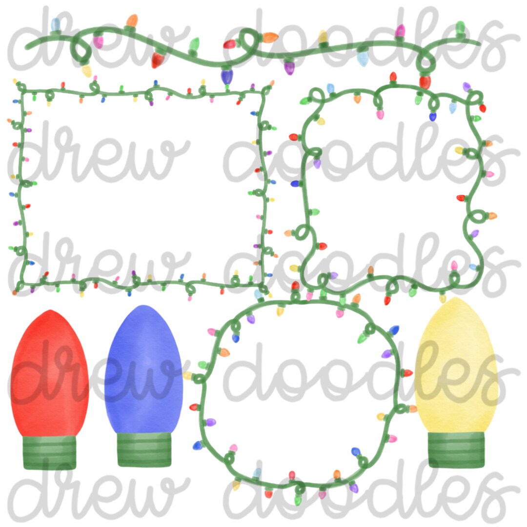 Watercolor Christmas Light Frames Digital Clip Art Set- Instant ...