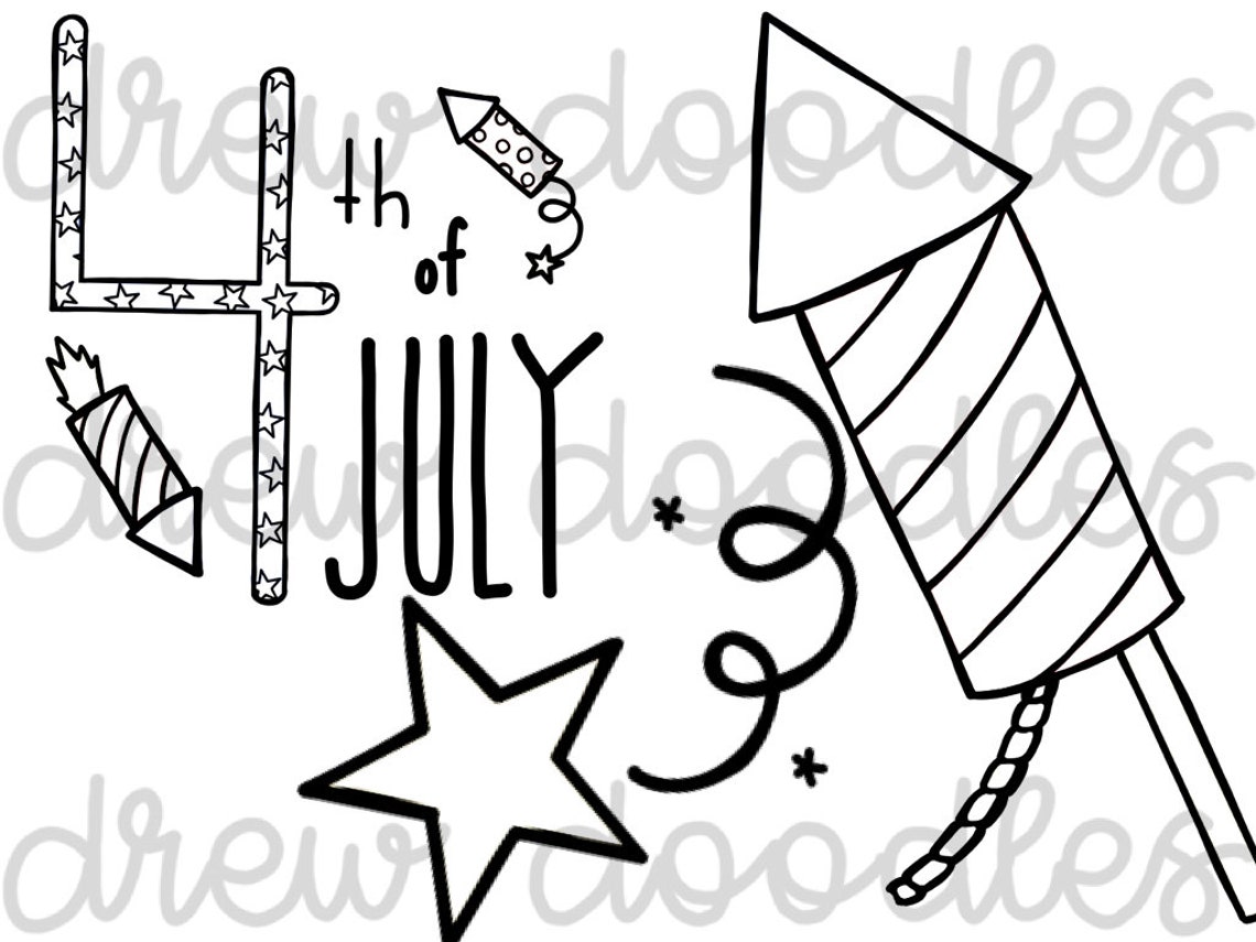 Patriotic Doodles Digital Clip Art Set Black Line Version | Etsy